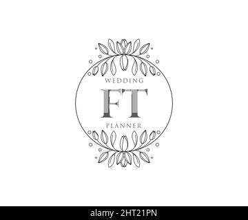 FT Initials letter Wedding monogram logos template, hand drawn modern ...