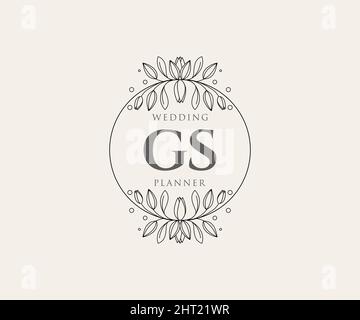 GS Initials letter Wedding monogram logos collection, hand drawn modern ...