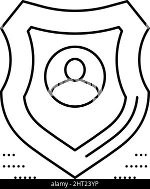 integrity icon. human with shield. icon related to core values. line ...