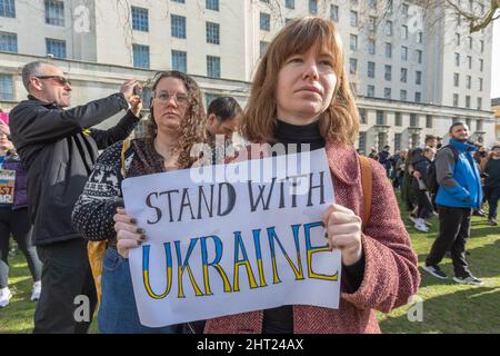 Participants gather during a Stand With Ukraine protest against Russia ...