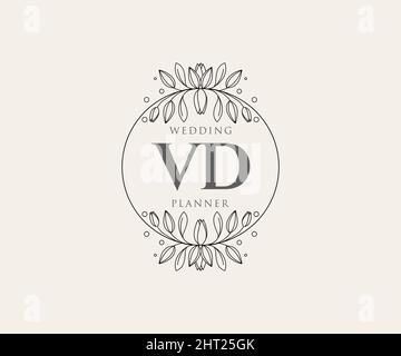 VD Initials letter Wedding monogram logos collection, hand drawn modern ...