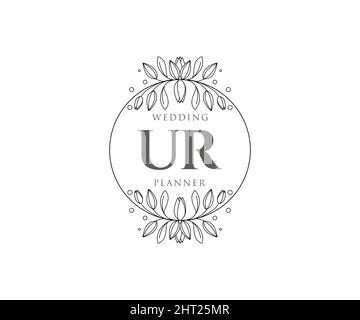UR Initials letter Wedding monogram logos template, hand drawn modern ...