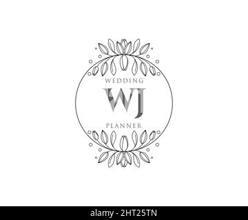 WJ Initials letter Wedding monogram logos template, hand drawn modern ...