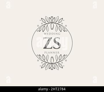 ZS Initials letter Wedding monogram logos collection, hand drawn modern ...
