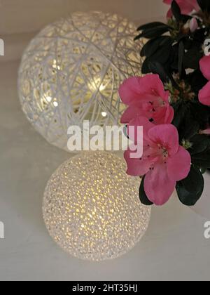 Pink azalea by balls of light Stock Photo - Alamy