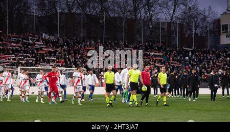 Rayo Vallecano players before the kick-off during the La Liga EA Sports ...