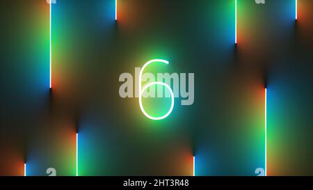 Illustration of bright number 3 with colorful neon lights Stock Photo ...