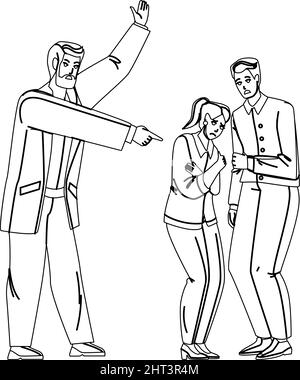 Boss Aggression And Negative In Office Black Line Pencil Drawing Vector ...