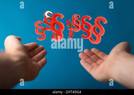 Person presenting the virtual projection of the paragraph sign Stock ...