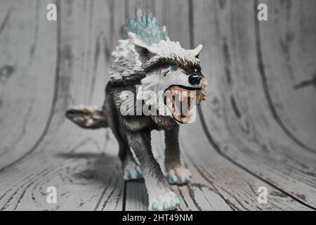 Schleich snow wolf from eldrador creatures Stock Photo - Alamy