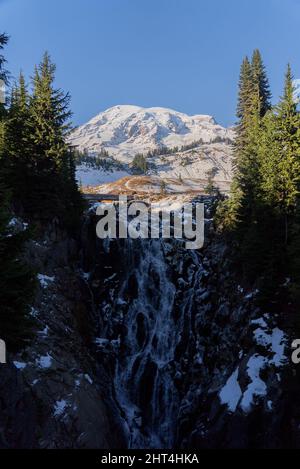 Waterfall at Skyline Trail at Mt Rainier NP in WA Stock Photo - Alamy