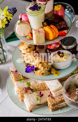 Table full of different appetizing desserts in the restaurant Stock ...