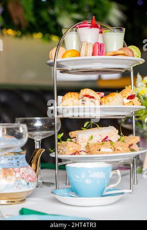Table full of different appetizing desserts in the restaurant Stock ...