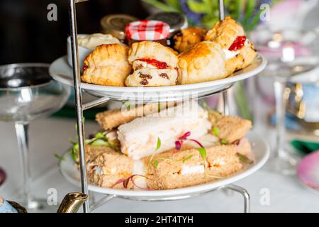 Fourchette table full of various snacks in the restaurant Stock Photo ...