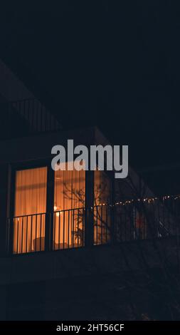 modern, house, night, city, balcony Stock Photo - Alamy