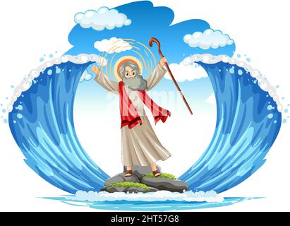 Moses cartoon character with red sea illustration Stock Vector Image ...