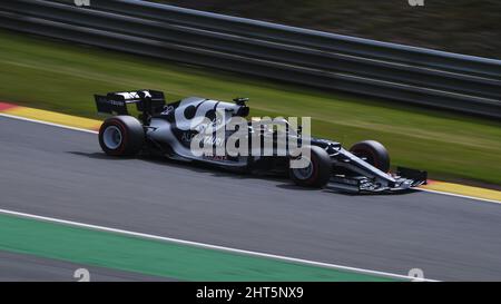 Ferrari formula 1 truck on the road at Circuit de Spa-Francorchamps ...