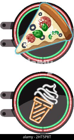 Collection neon signs Food. Set Logos in neon style Sushi, Seafood ...