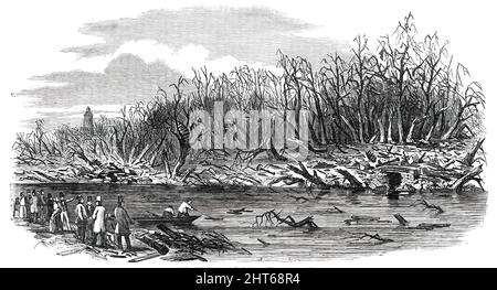 LONDON Explosion of Hounslow Powder Mills 1850. Illustrated London News ...