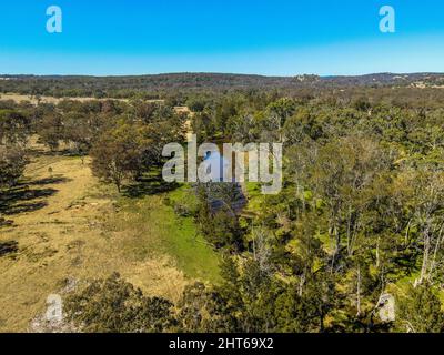 Breathtaking aerial view of the Severn River, Strathbogie, NSW ...