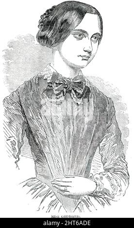 Engraving of a young Victorian woman playing the piano for her guests ...