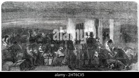 Scene between decks on an emigrant ship carrying poor needlewomen to ...