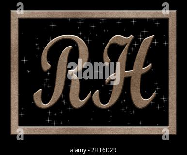 Signature with the two capital letters RH , contur Stock Photo - Alamy