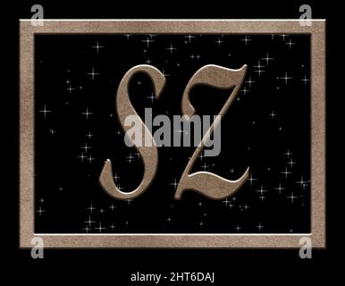 Signature with the two capital letters SZ , contur Stock Photo - Alamy