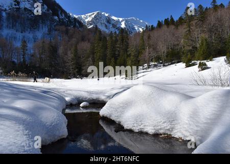 Winter hiking on Zelengora mountain, Part 4 Stock Photo - Alamy