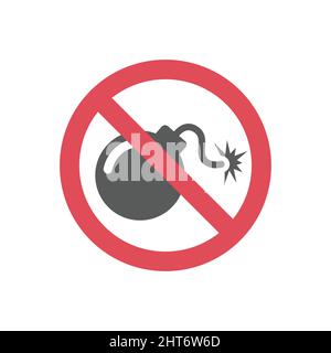 Exploding bombs prohibition sign. Bombs ban signs set. No explosion ...