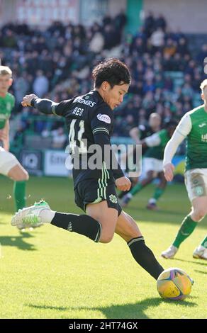 Celtic's Reo Hatate during the cinch Premiership match at Celtic Park ...