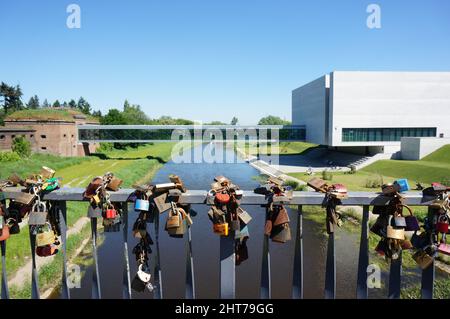 Locks on the bridge in a row Stock Photo - Alamy