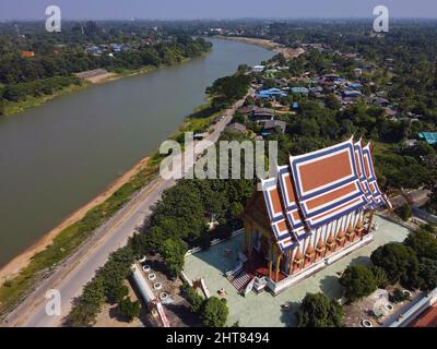 Aerial view of Wat Yai Nakhon Chum in Ban Pong District, Thailand Stock ...
