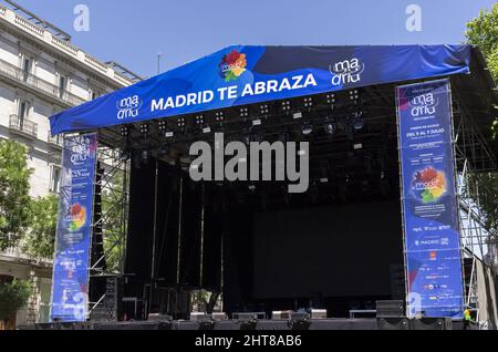 Closeup of the stages prepared and decorated for gay pride day ...