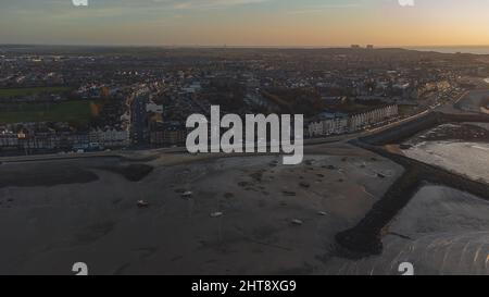 Morecambe Beach Aerial Photography Seafront Fun Fair Stock Photo - Alamy