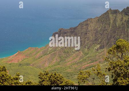 Panoramic top view from Napili valley in Kauai, Hawai. High quality ...