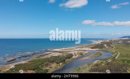 Aerial view of Neiva river in Castelo do Neiva, Viana do Castelo ...