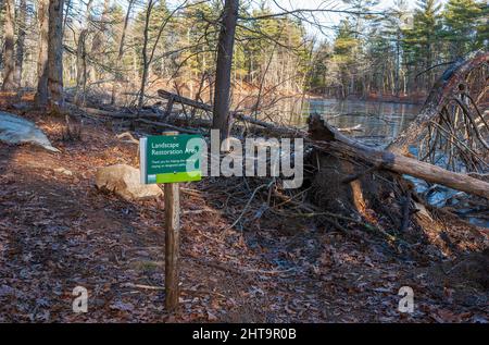Landscape Restoration Area sign, asking hikers to stay on designated ...
