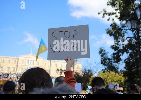 Athens, Greece. 27th Feb, 2022. Protest in Athens against the Russian ...