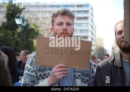Athens, Greece. 27th Feb, 2022. Protest in Athens against the Russian ...