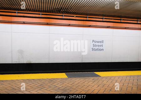 Interior sign at the Powell Street Bart Station in San Francisco, part ...