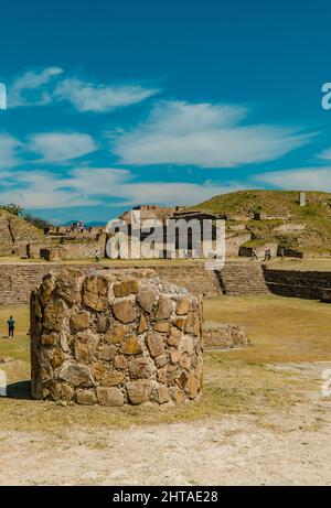 Vertical aerial view of Monte Alban Archaeological Zone with Zapotec ...