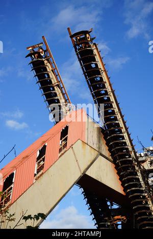 Big rusty metal structures in an abandoned old industrial factory Stock ...