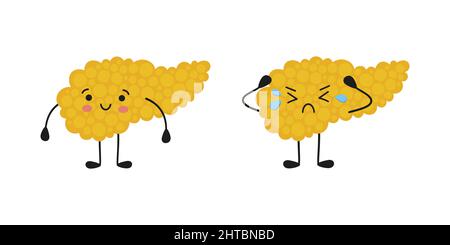 Pancreas kawaii healthy character with smile. Drawing of a healthy ...
