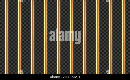 Realistic golden prison bars. Prison fence. Jail grates. Gold jail cage ...
