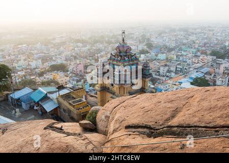 View of Rock Fort Thayumanaswami temple and Cityscape of ...