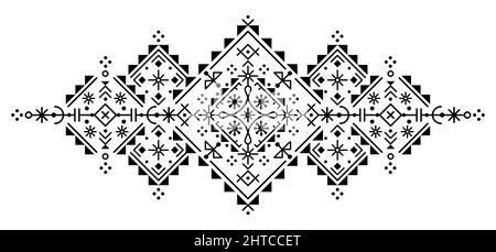 Icelandic style geometric tribal line art vector design set with moons ...