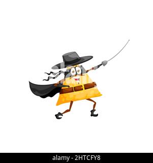 Cartoon mexican nachos superhero character in mask and cape flying ...