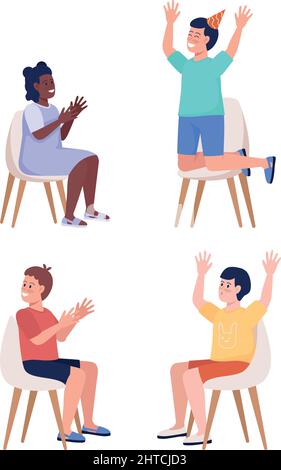 Birthday party with friends semi flat color vector characters Stock ...