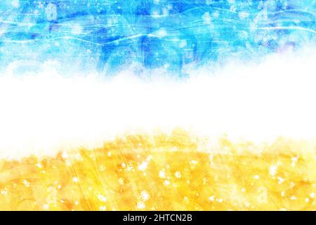 Watercolor Abstract Background with Blue and Gold Waves and Dots ...